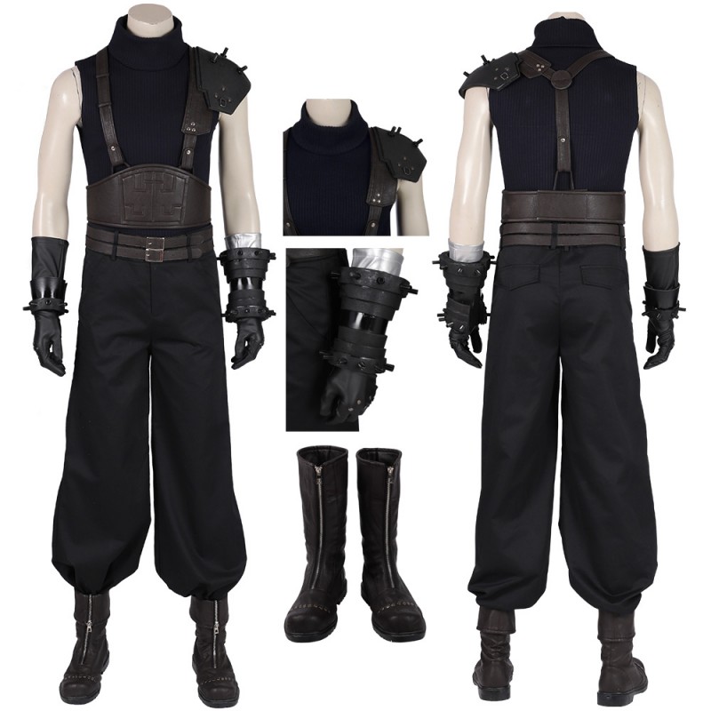 Cloud Cosplay Costume Final Fantasy VII Remake Cloud Black Suit - CosSuits